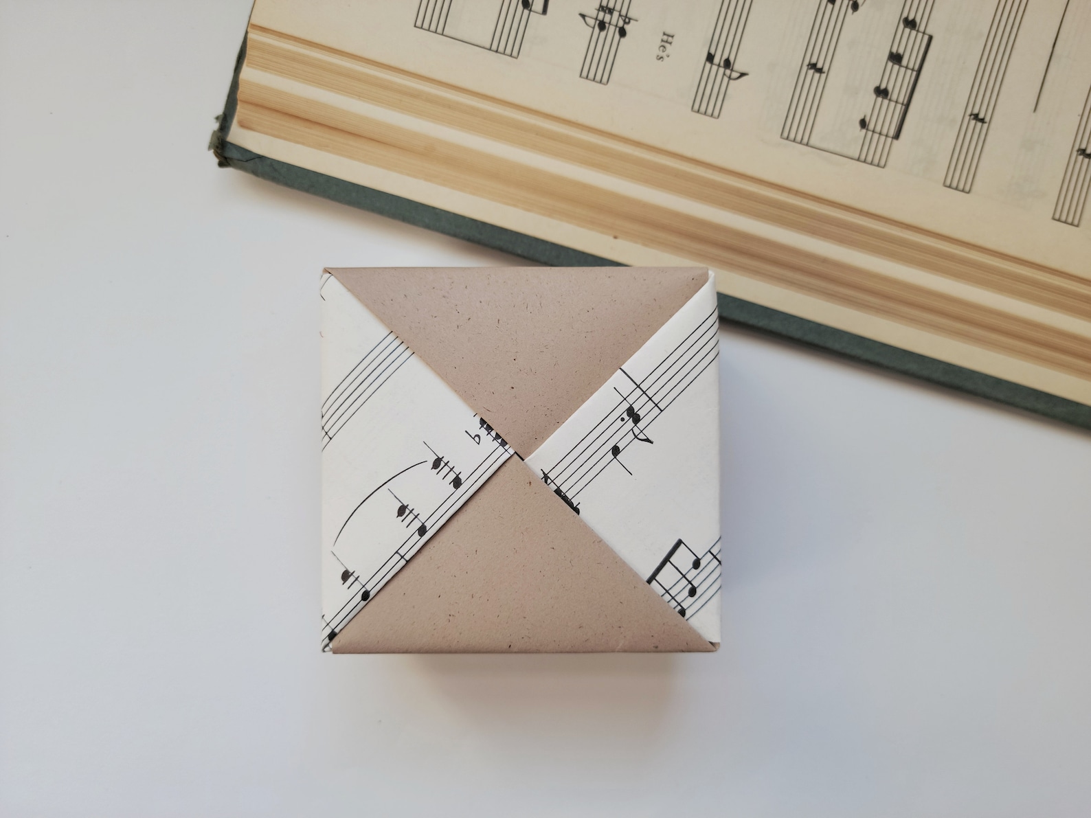 Music Note Origami Box Handmade Gift Box Upcycled Sheet - Etsy