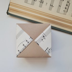 Music Note Origami Box, Handmade Gift Box, Upcycled Sheet Music, Rustic ...