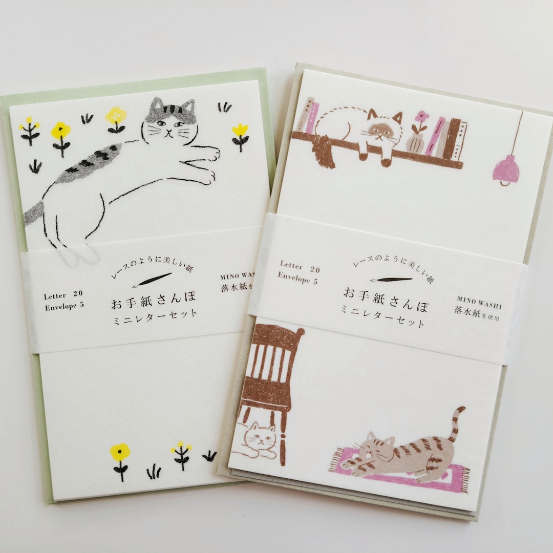 Mini Letter Set Kitty Cats, Message Notes With Envelopes, Kawaii ...