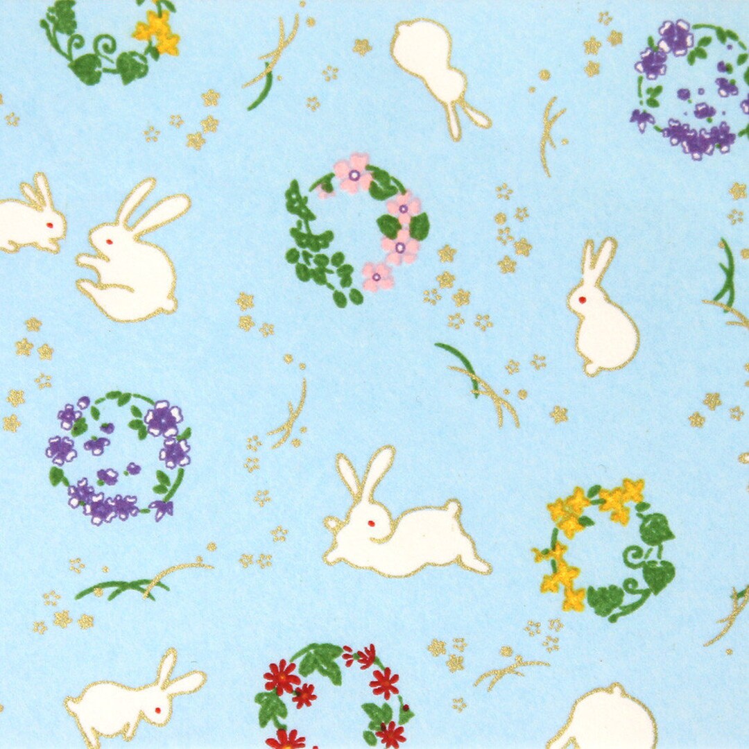 Large Echizen Origami Paper, Bunny Rabbit, Yuzen Paper, Chiyogami Washi ...
