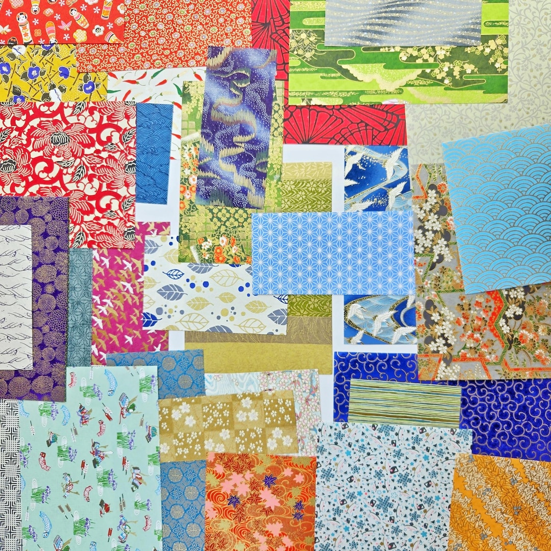Yuzen Washi Scrap Pack, Assorted Patterns and Sizes, Japanese Handmade ...