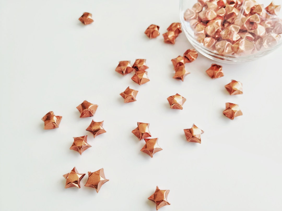 Copper Origami Lucky Stars, Metallic Foil Mini Wishing Stars, 3D ...