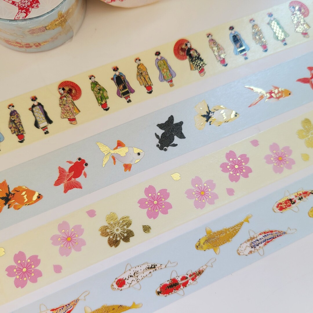 Japan Symbol Washi Tape With Gold Leaf, 20mm, Maiko Kimono, Sakura ...