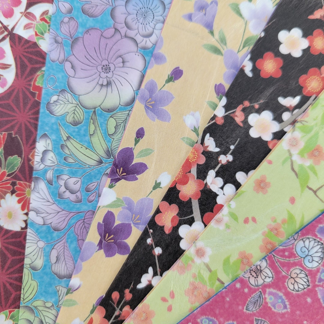 24 Unryu Origami Paper, 6"x6", Mixed Floral Paper Pack, Floral Tiyogami ...