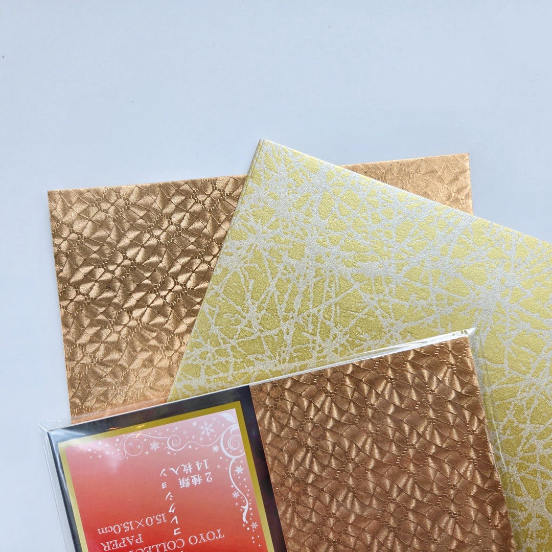 Textured Gold Origami Paper Pack, 6"x6", Embossed Metallic Paper Sheet ...