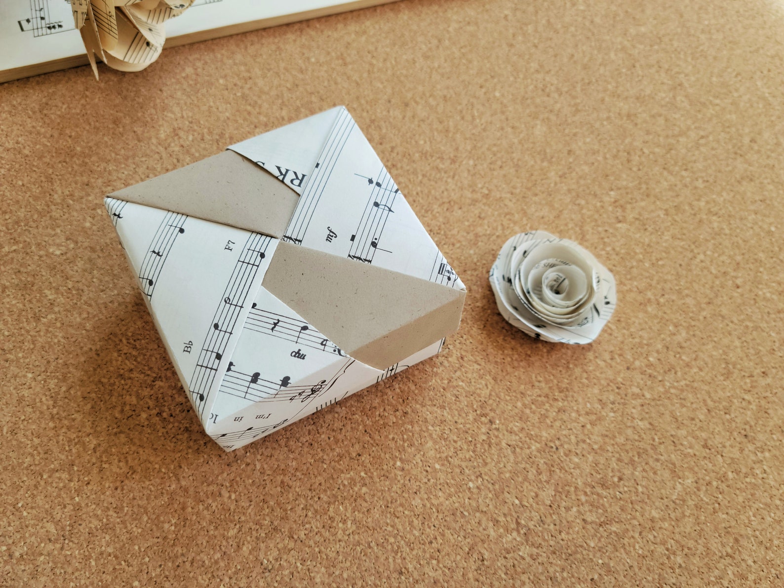Music Note Origami Box Handmade Gift Box Upcycled Sheet - Etsy