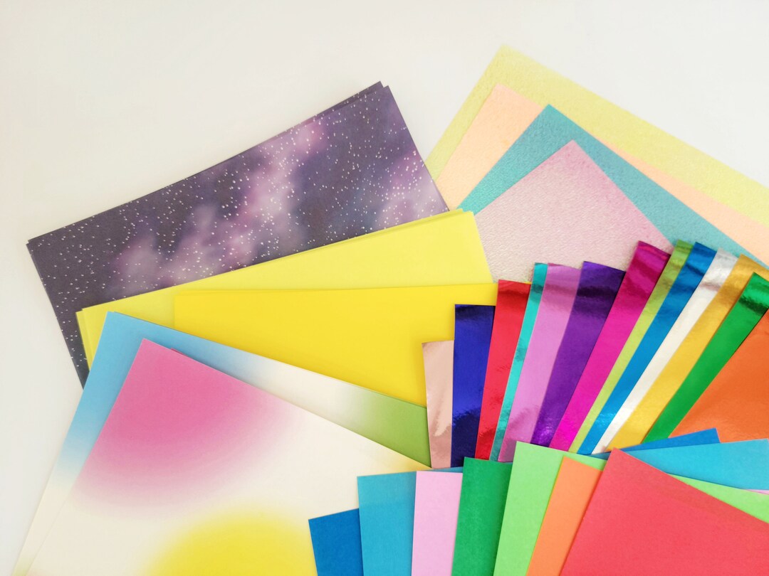 44 Assorted Origami Paper for Big Star, Foil, Solid, Gradient, Shimmer ...