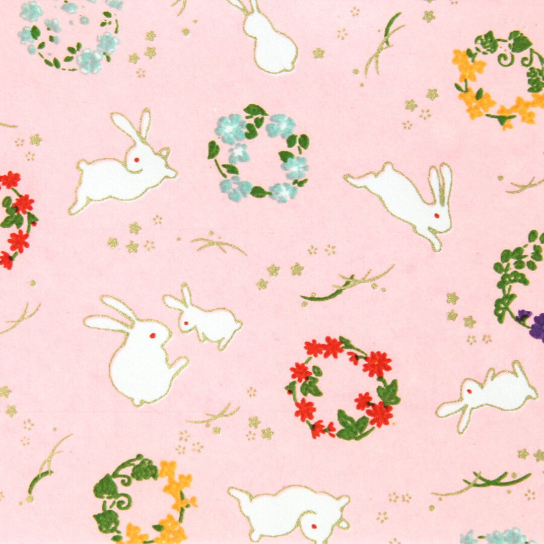Large Echizen Origami Paper, Bunny Rabbit, Yuzen Paper, Chiyogami Washi ...