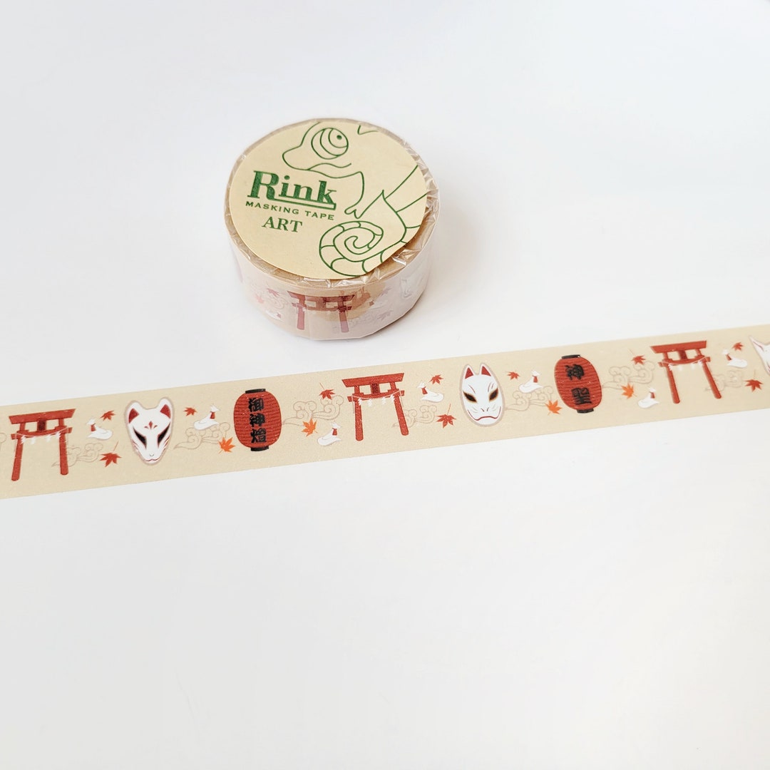 Shrine & Fox Mask Washi Tape, 20mm, Temple, Fall Autumn, Japan Culture ...