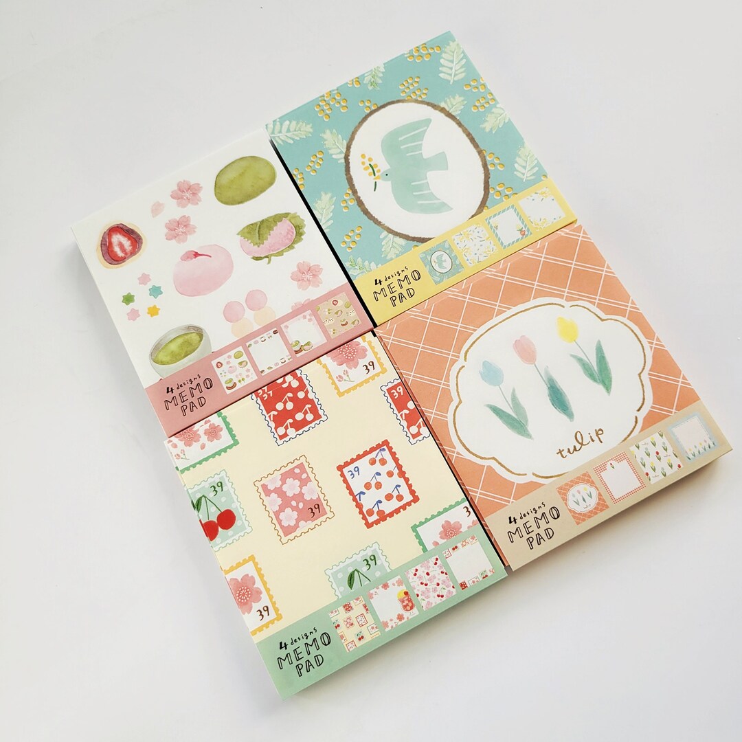 Spring Time Memo Pad, 100sheet, Tulip, Mimosa, Cherry Blossom, Sweets ...
