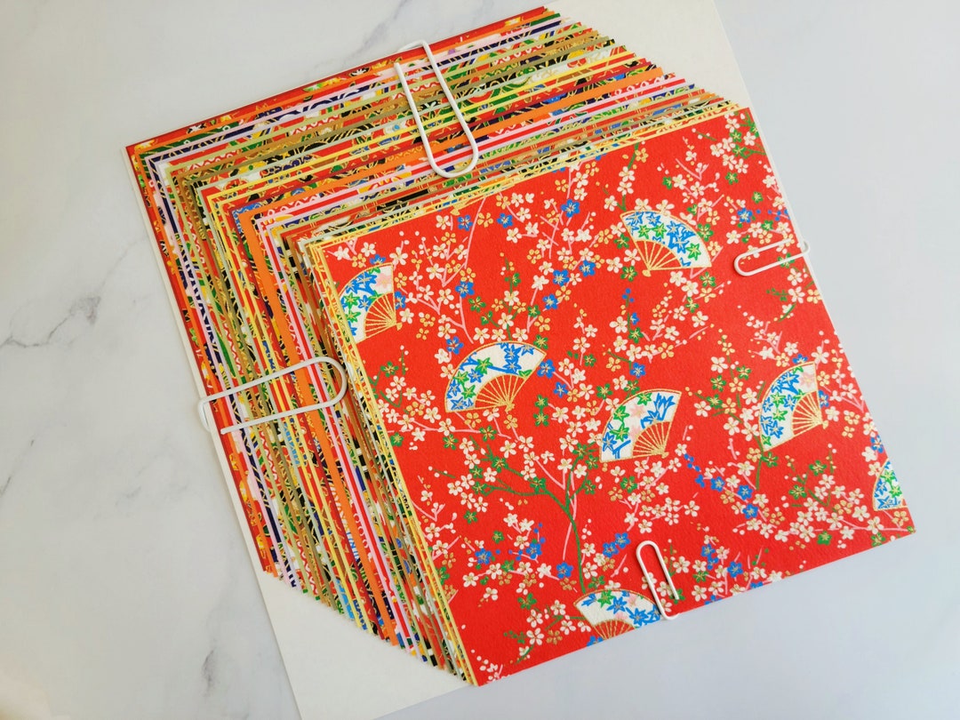 40pcs Yuzen and Plain Color Paper Pack, 6"x6" Origami Paper, 2 Types ...