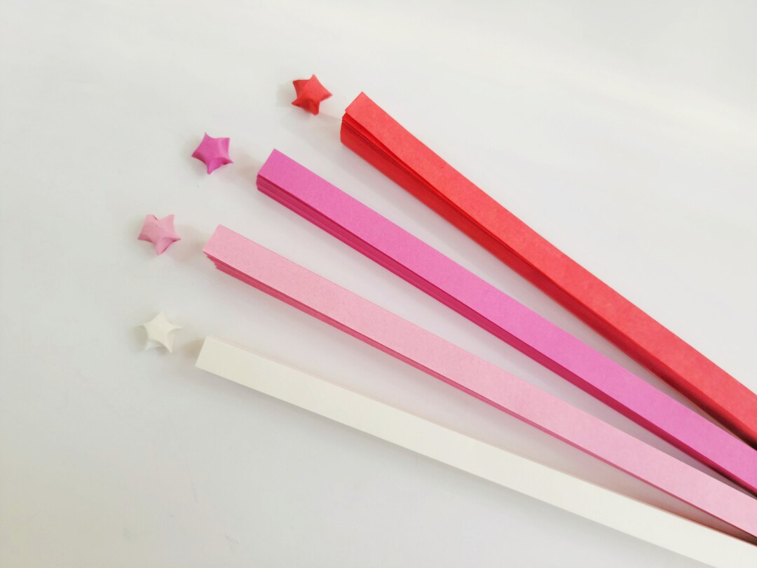 Red Pink Star Paper Strips, Origami Stars Paper, DIY Mini Stars for ...