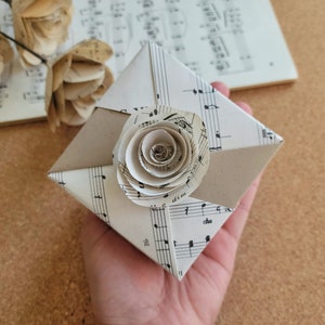 Music Note Origami Box, Handmade Gift Box, Upcycled Sheet Music, Rustic ...