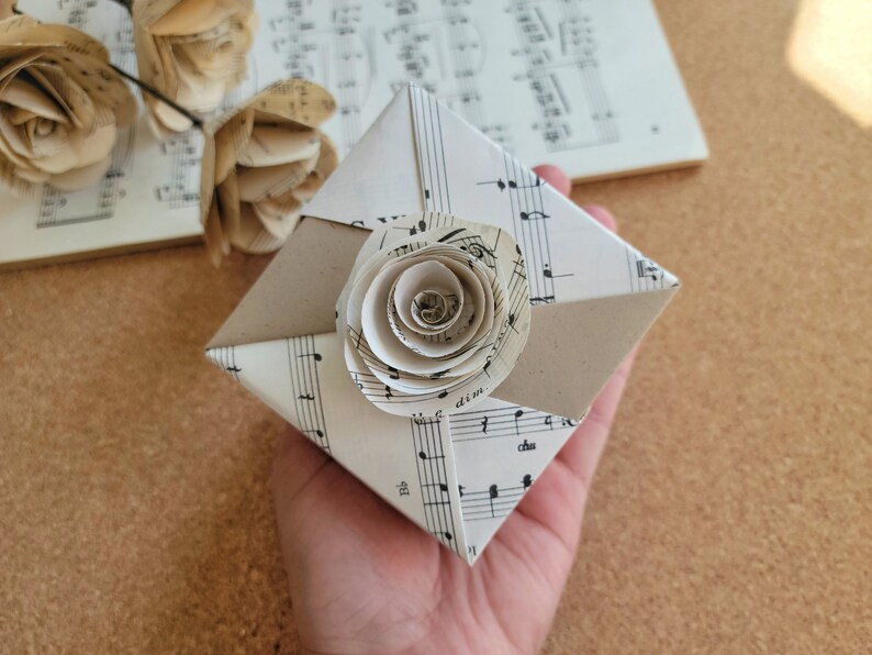 Music Note Origami Box Handmade Gift Box Upcycled Sheet - Etsy