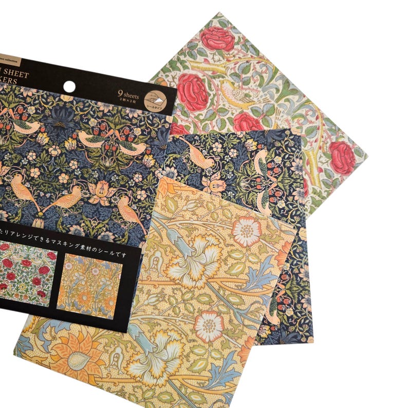 Sticker Sheet William Morris, 6"x6", Vintage Botanical Garden ...