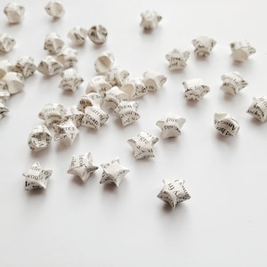 Book Page Mini Origami Stars, Upcycled Lucky Stars, Book Themed Wedding ...