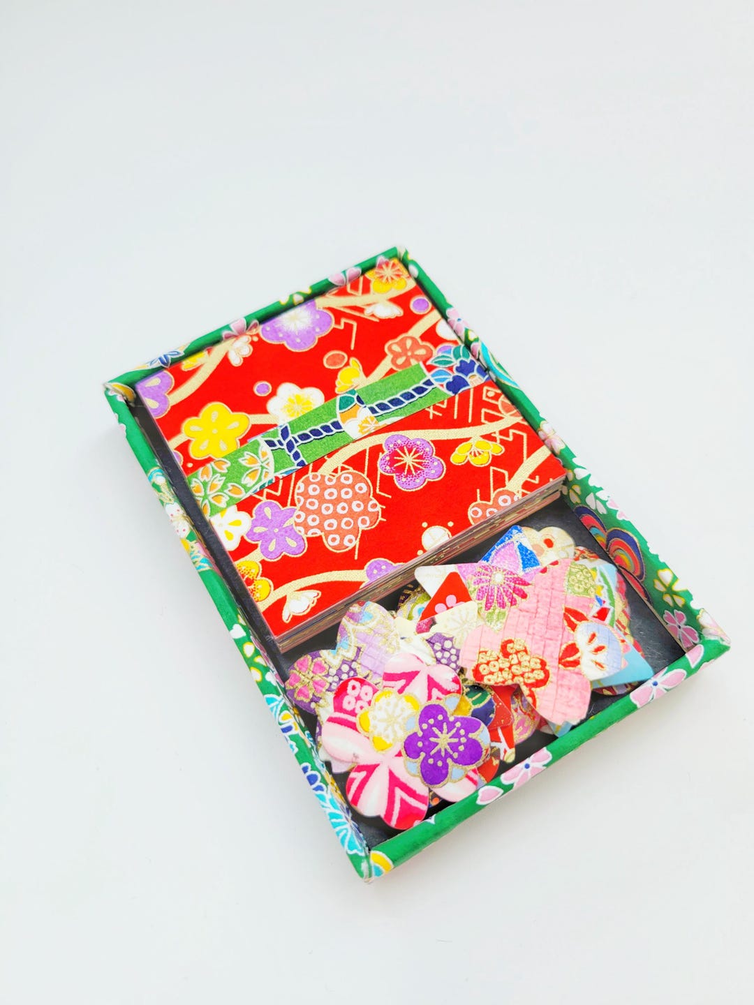 Mini Yuzen Origami Paper & Stickers Combo Tray, 6x6cm Chiyogami ...
