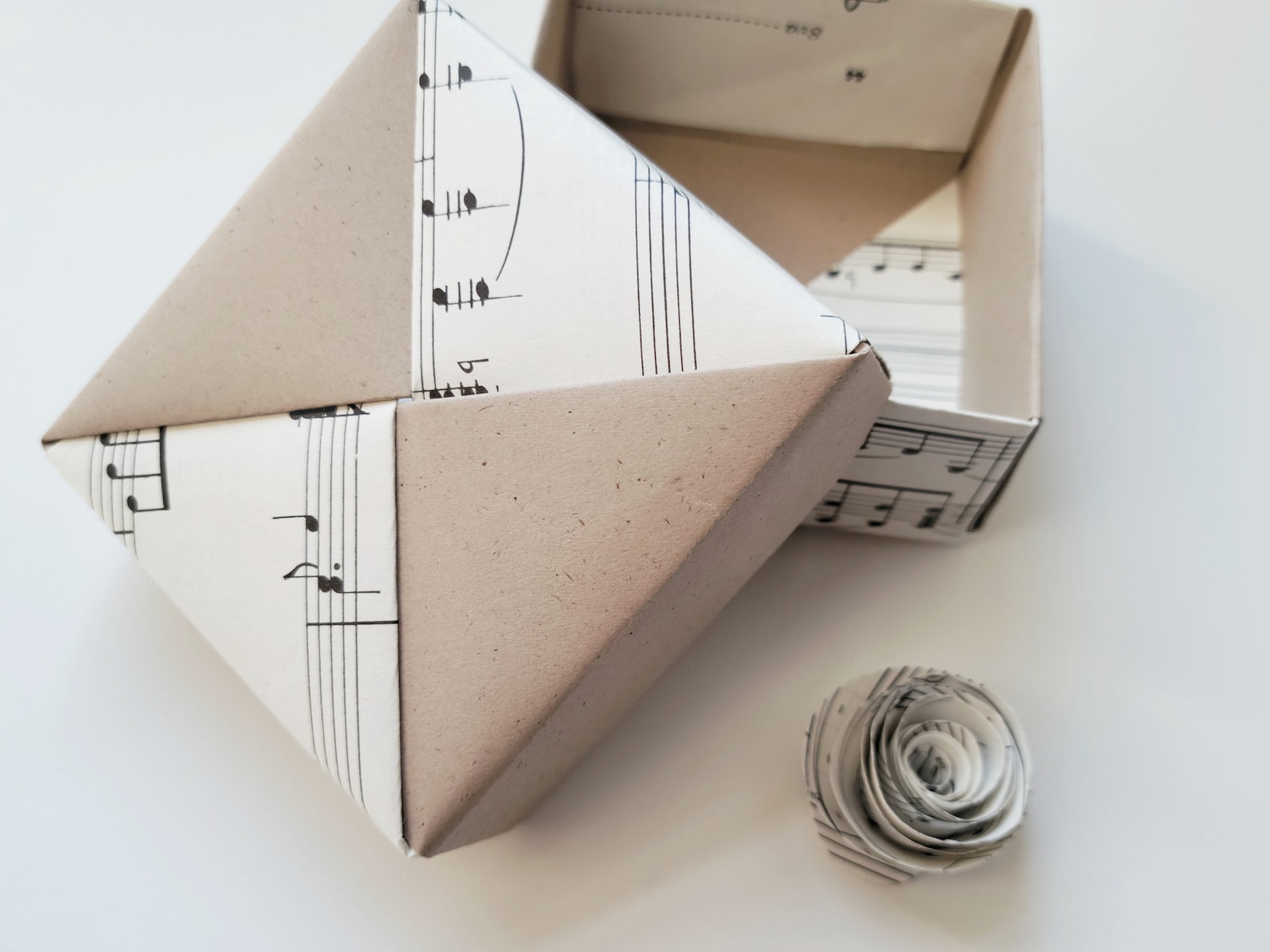 Music Note Origami Box Handmade Gift Box Upcycled Sheet - Etsy