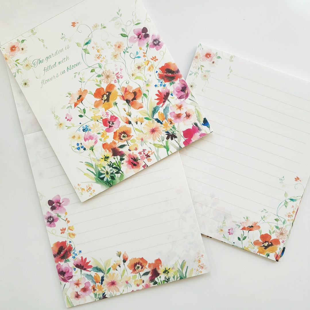 Flower Bloom Writing Paper Pad, Ruled Writing Paper, Japanese ...