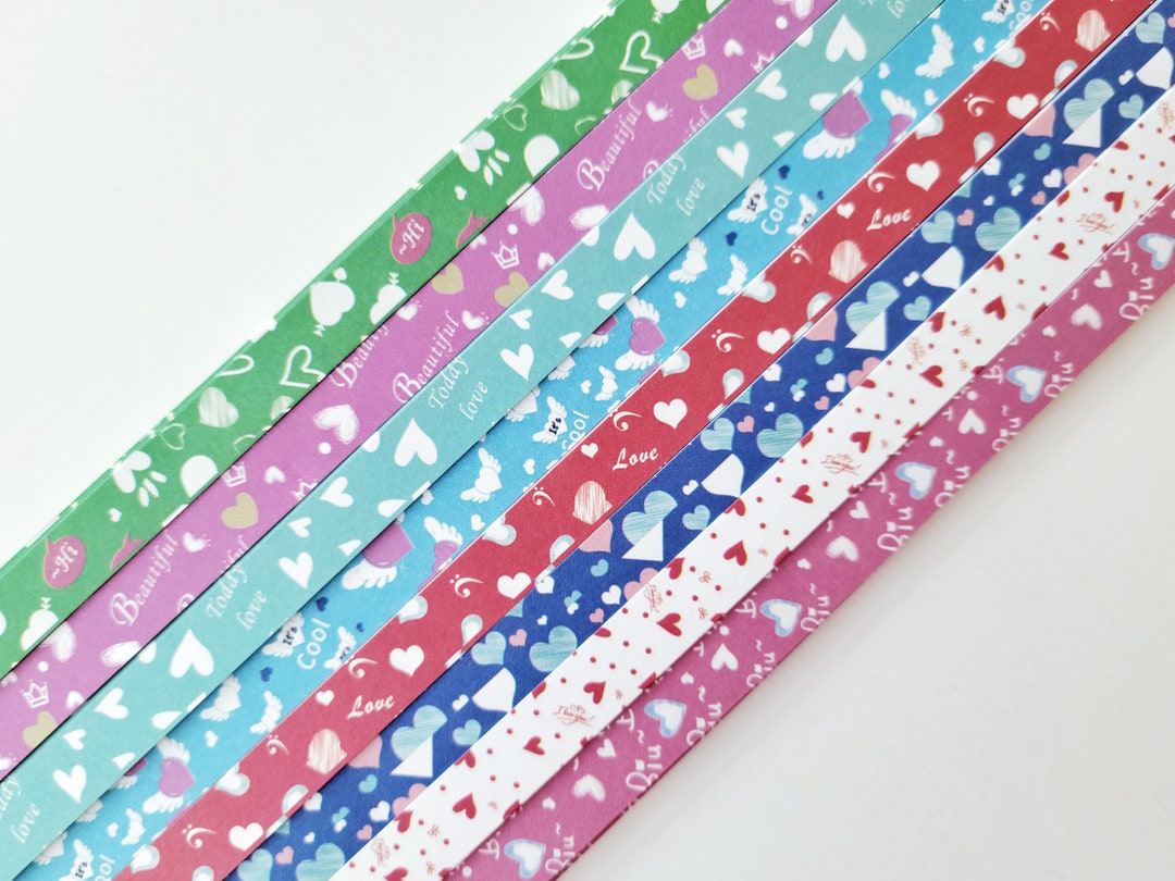 Valentine's Heart Paper Strips, Origami Lucky Star Paper, DIY ...