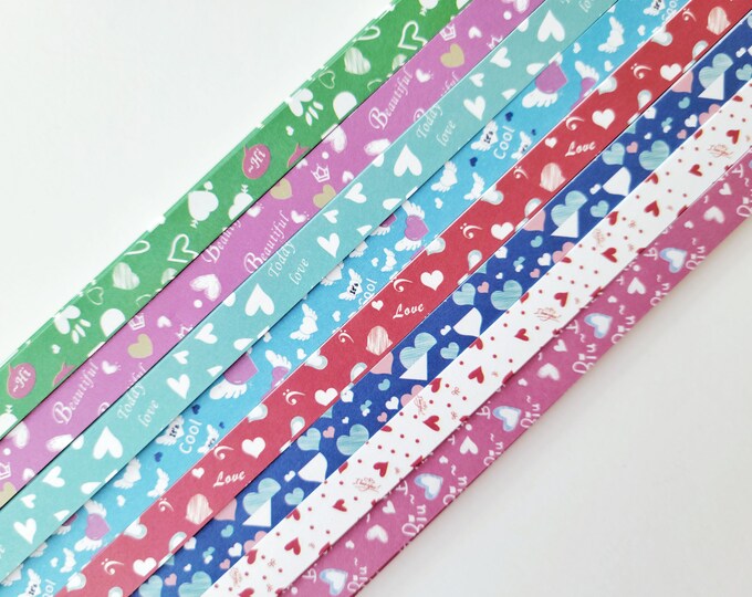 Valentine's Heart Paper Strips, Origami Lucky Star Paper, DIY ...
