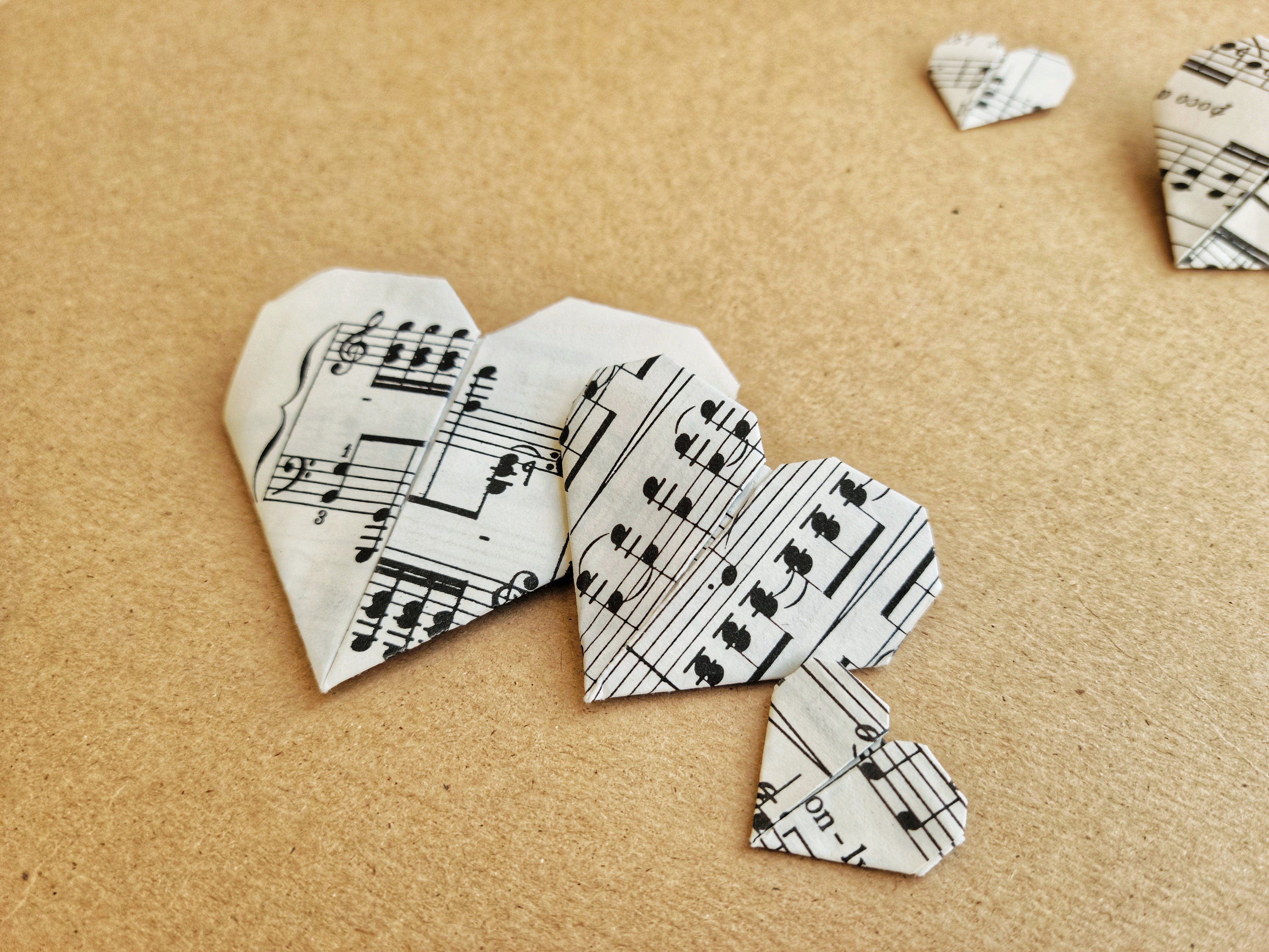 12 Origami Music Paper Hearts Upcycled Vintage Sheet Music - Etsy