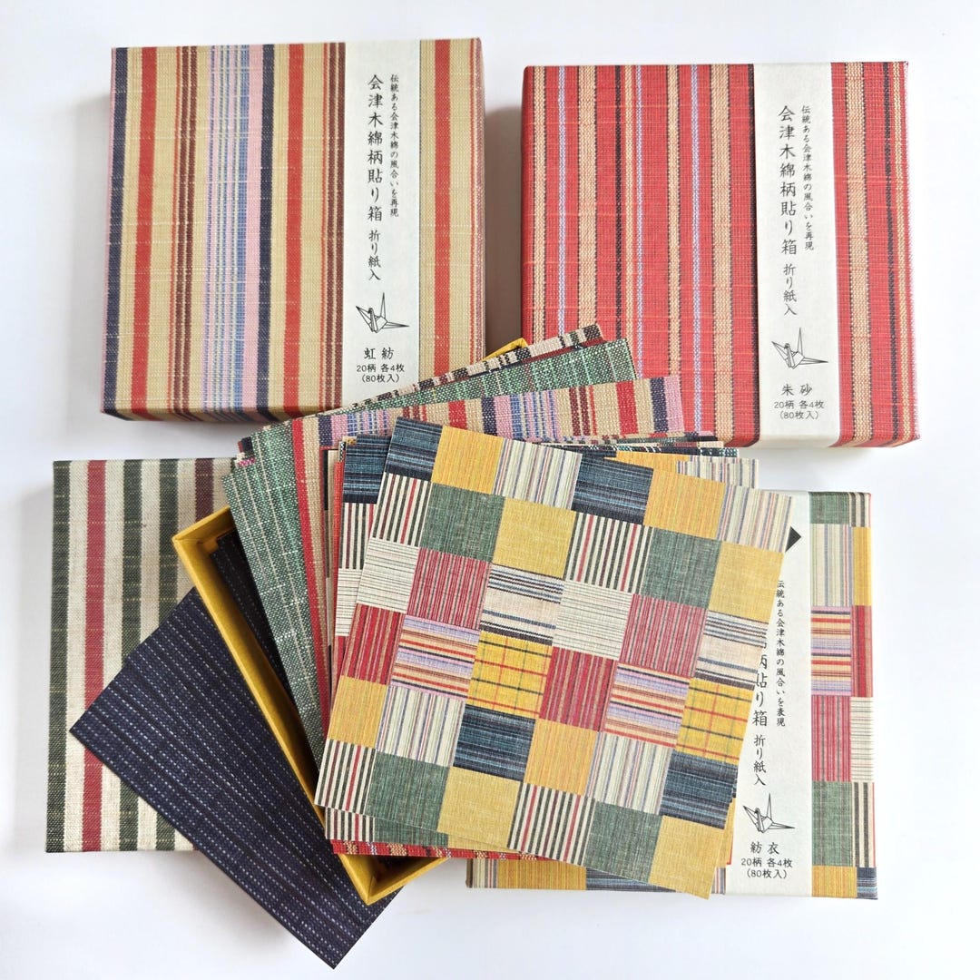 10x10cm Cotton-like Origami Paper, Aizu Fabric Texture Chiyogami Paper ...