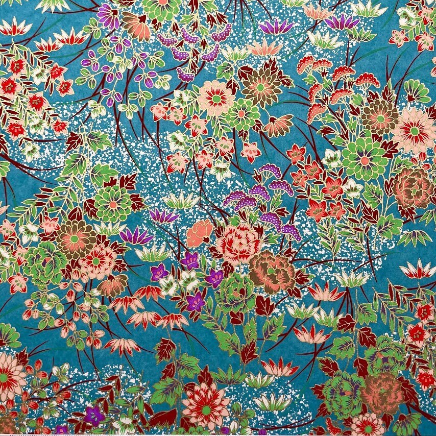 Large Yuzen Paper, Mixed Flowers, Japanese Washi Papert, Origami ...
