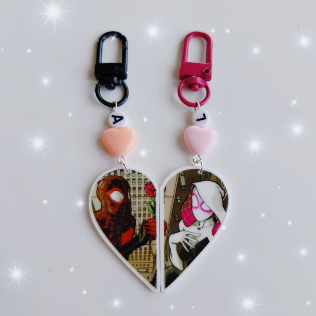 Spiderman Miles Morales Gwen Stacy Matching Keychains - Etsy