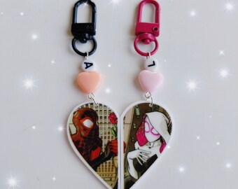 Miles Morales and Gwen Stacy Matching Keychain - Etsy UK