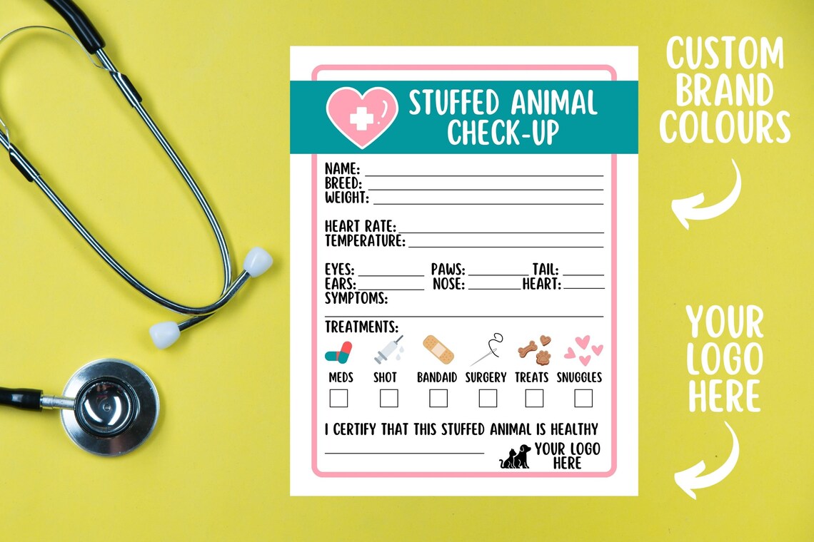 Stuffed Animal Vet Clinic Form Veterinary Event Childrens Play Birthday ...