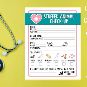 Stuffed Animal Vet Clinic Form Veterinary Event Childrens Play Birthday ...