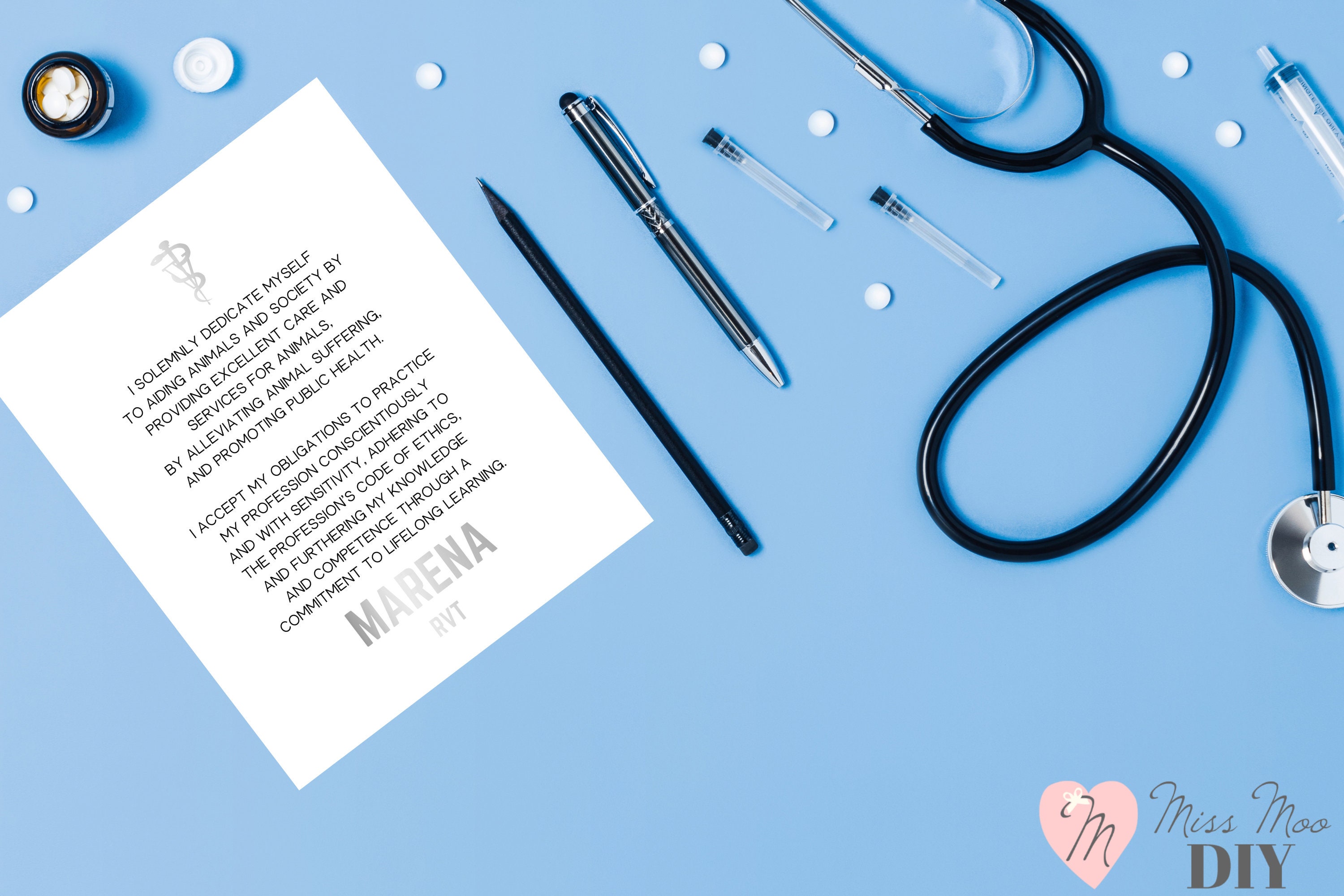 Personalized Vet Tech Oath Customized Metal Foil Print Vet Tech Week ...