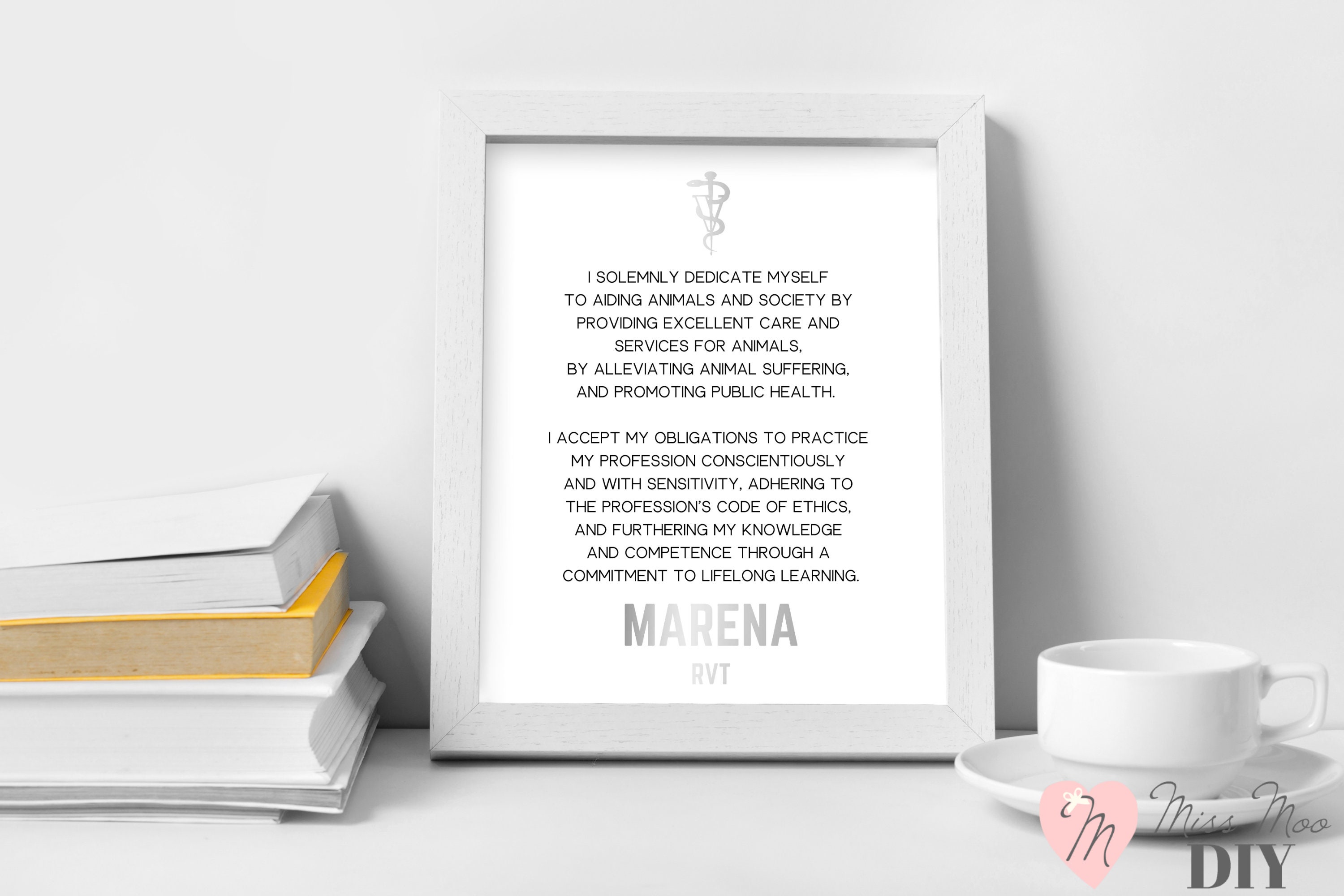 Personalized Vet Tech Oath Customized Metal Foil Print Vet Tech Week ...