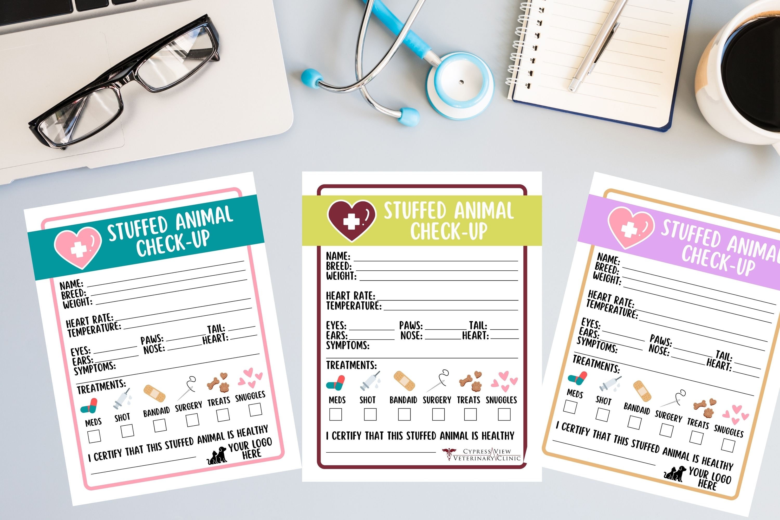 Stuffed Animal Vet Clinic Form Veterinary Event Childrens Play Birthday ...