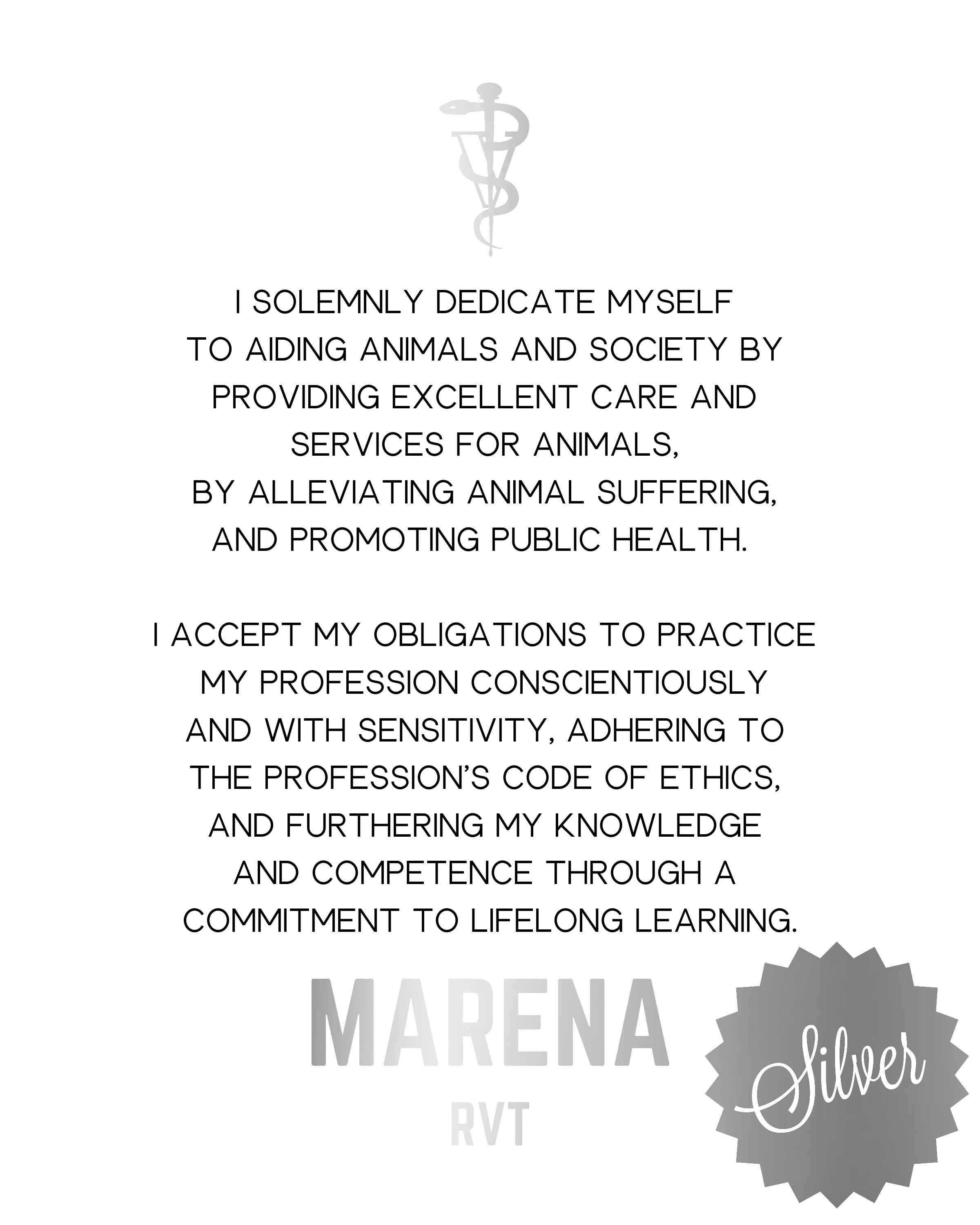 Personalized Vet Tech Oath Customized Metal Foil Print Vet Tech Week ...