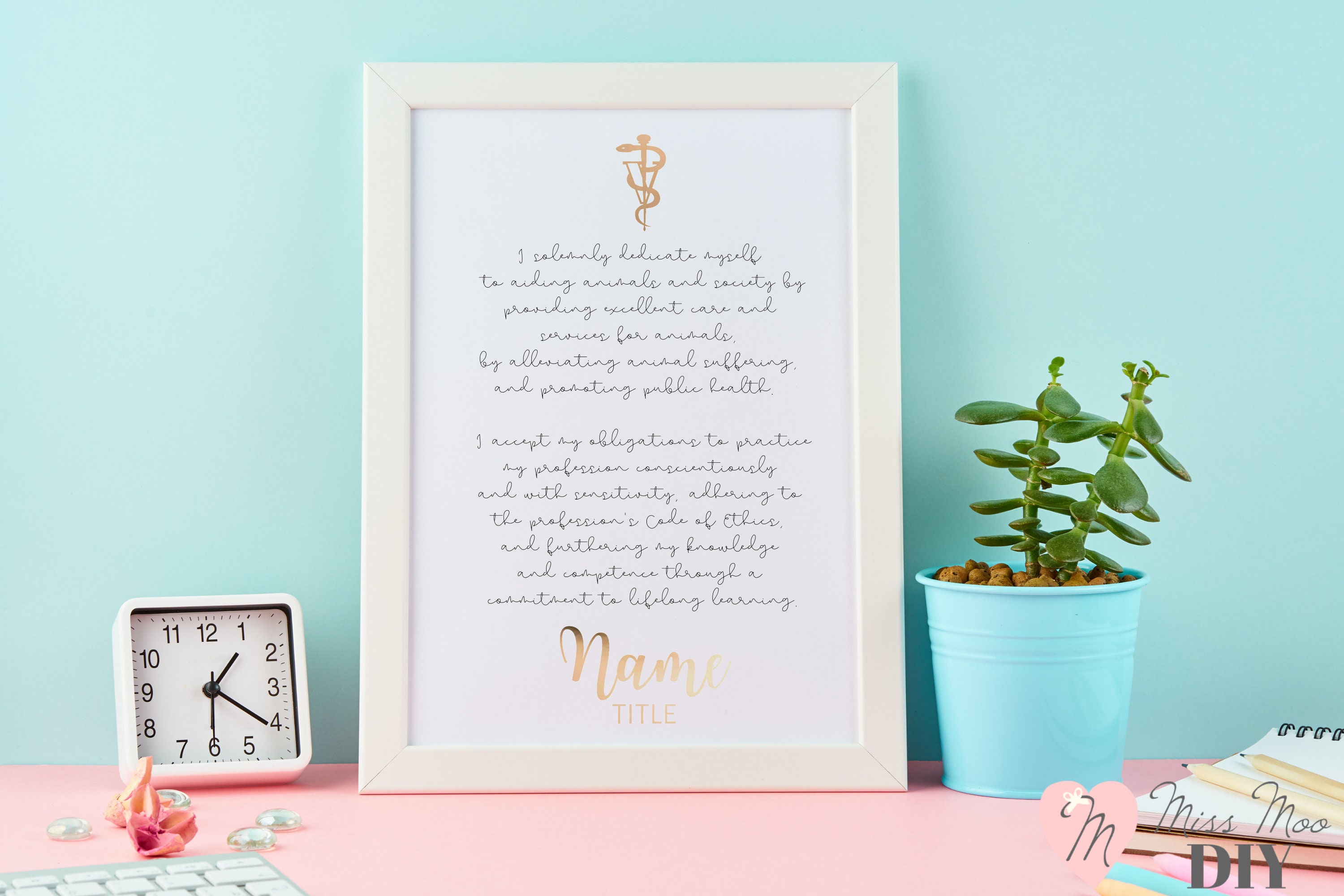 Personalized Vet Tech Oath Customized Metal Foil Print Vet Tech Week ...