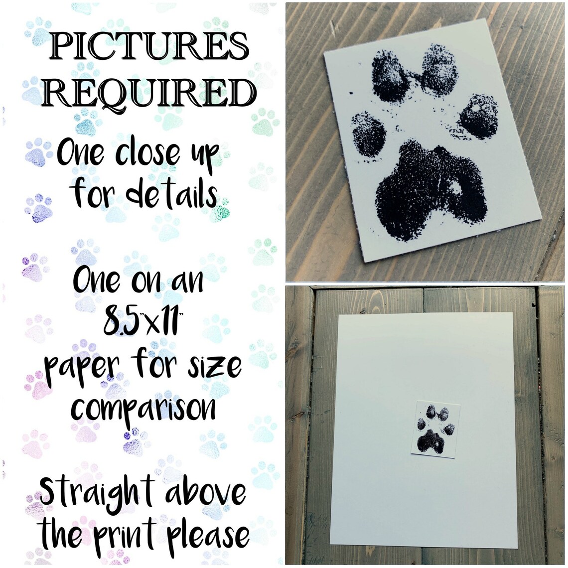 Custom Pet Paw Print Memorial Print With Metal Foil From Your | Etsy