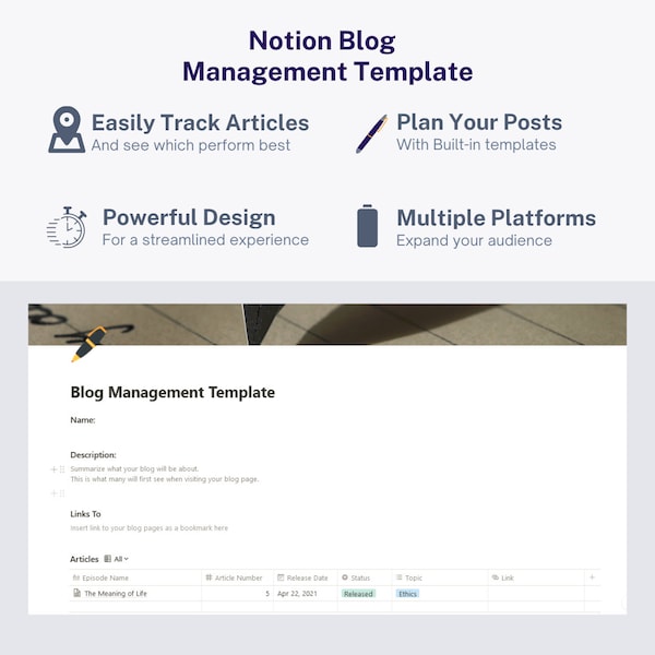 Blog Notion Template - Etsy