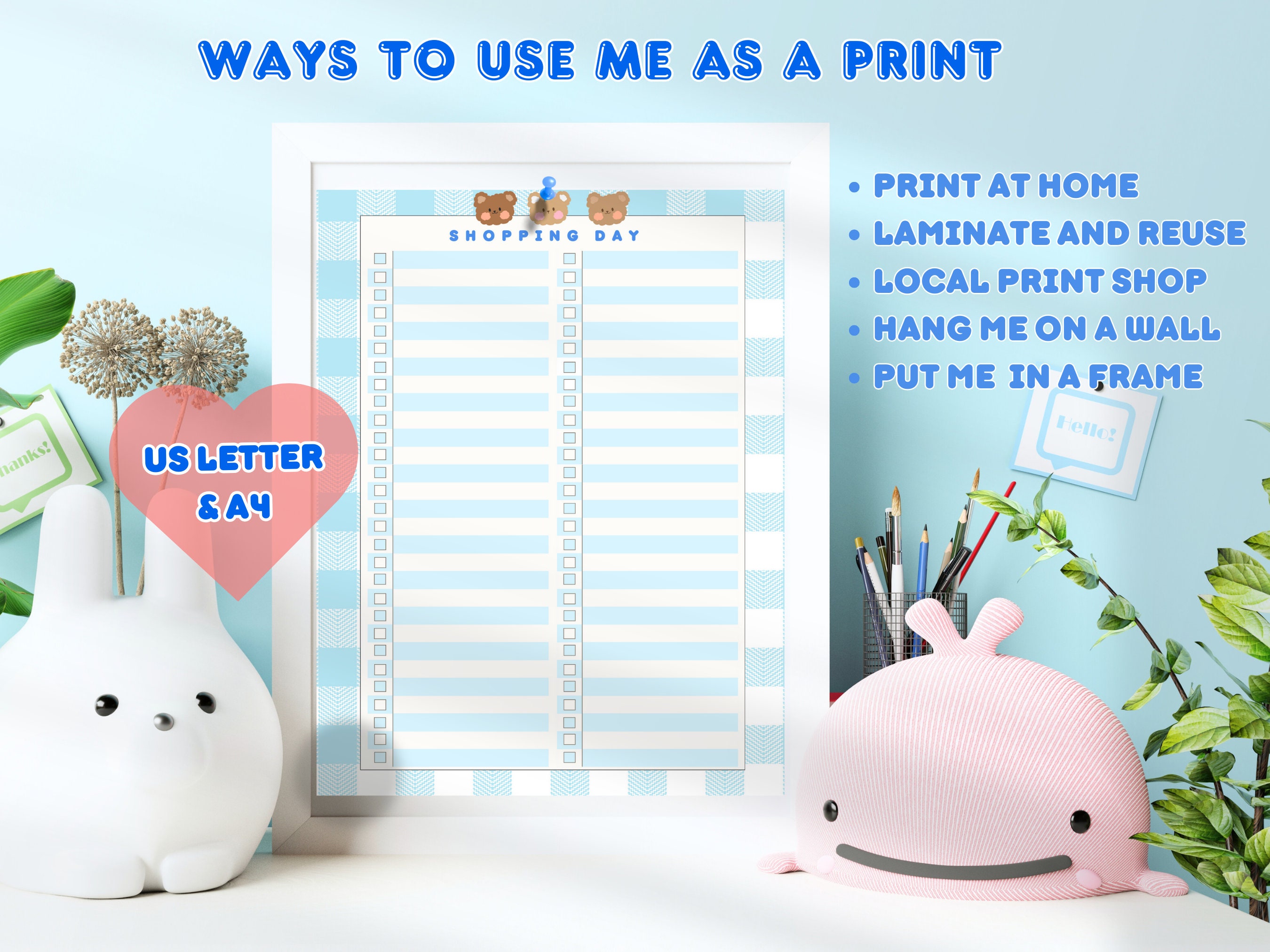 Printable Shopping List Editable Kawaii Printable Stationery Grocery ...