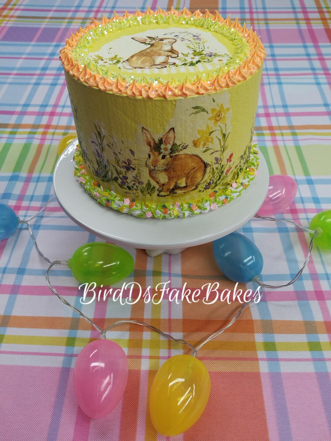 Bunny Fake Cake: Spring Easter Decor (not Edible) - Etsy