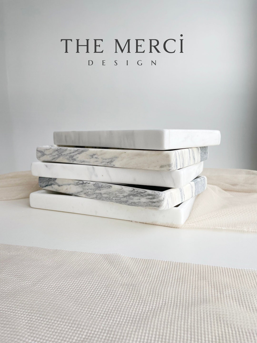 Handmade Marble Serving Tray, Natural Stone Bathroom Decor (L)12'' (W)7 ...