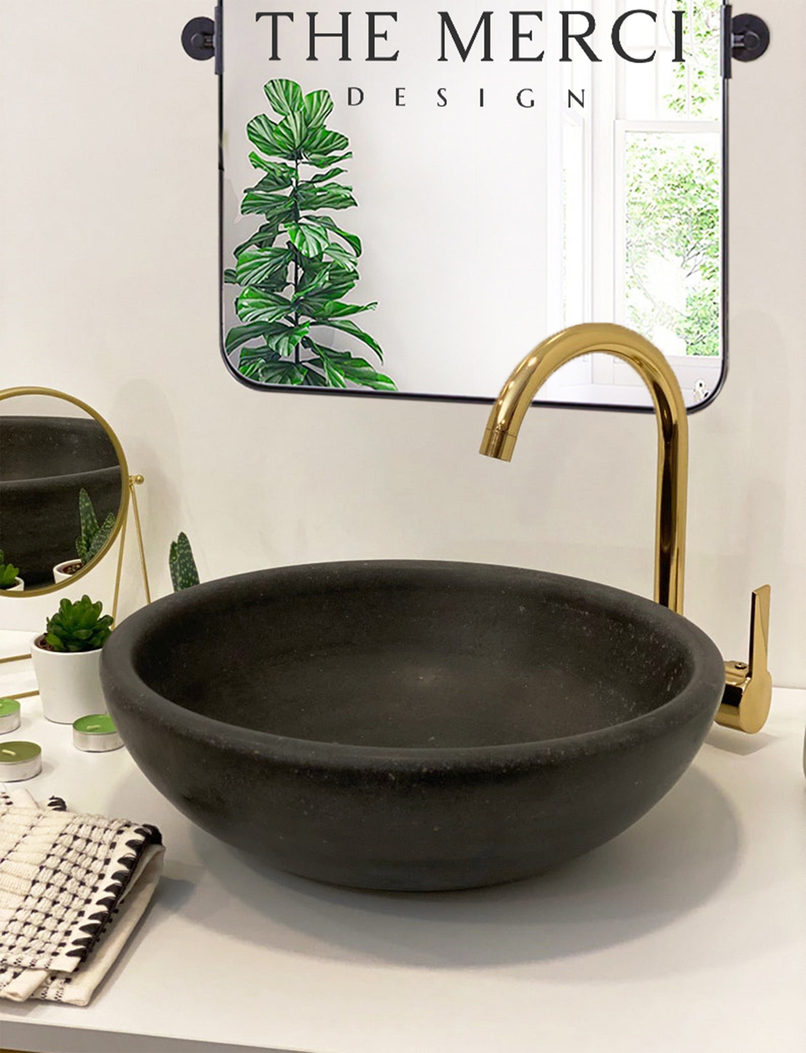 Basalt Marble Vessel Sink, Handmade Marble Bathroom Vanity Sink, Marble ...