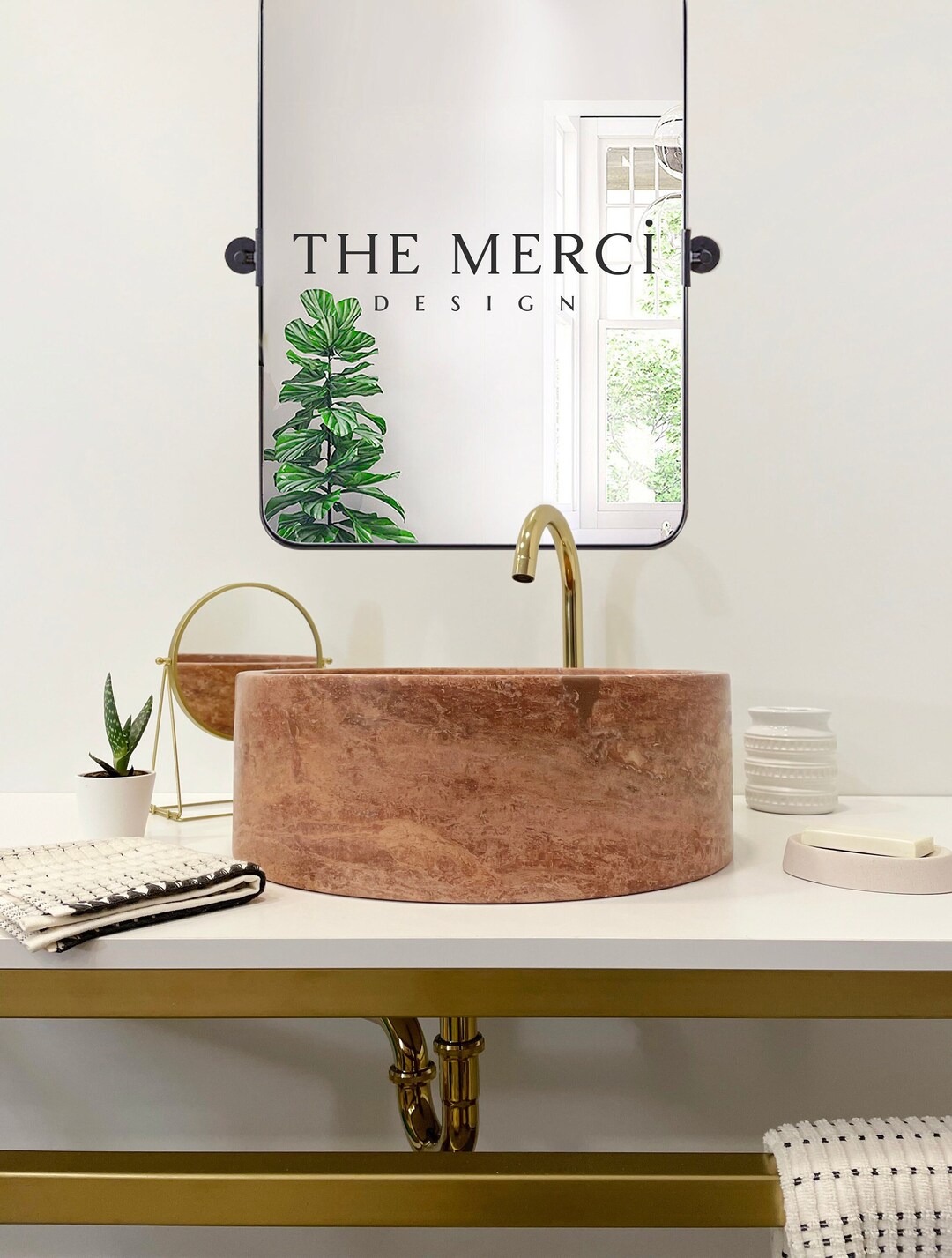 Natural Stone Red Travertine Vessel Sink, Handmade Travertine Bathroom ...
