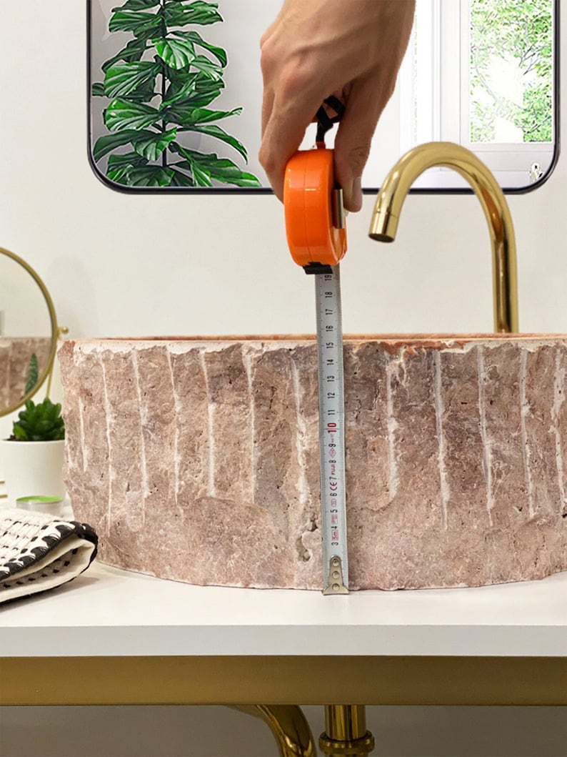 Red Travertine Natural Stone Vessel Sink, Handmade Travertine Bathroom ...