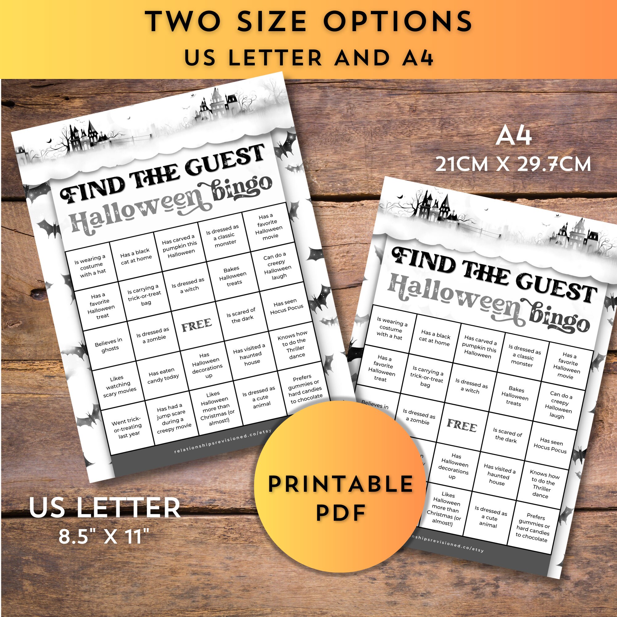 Halloween Bingo, Human Bingo, Mix and Mingle Bingo, Find the Guest ...