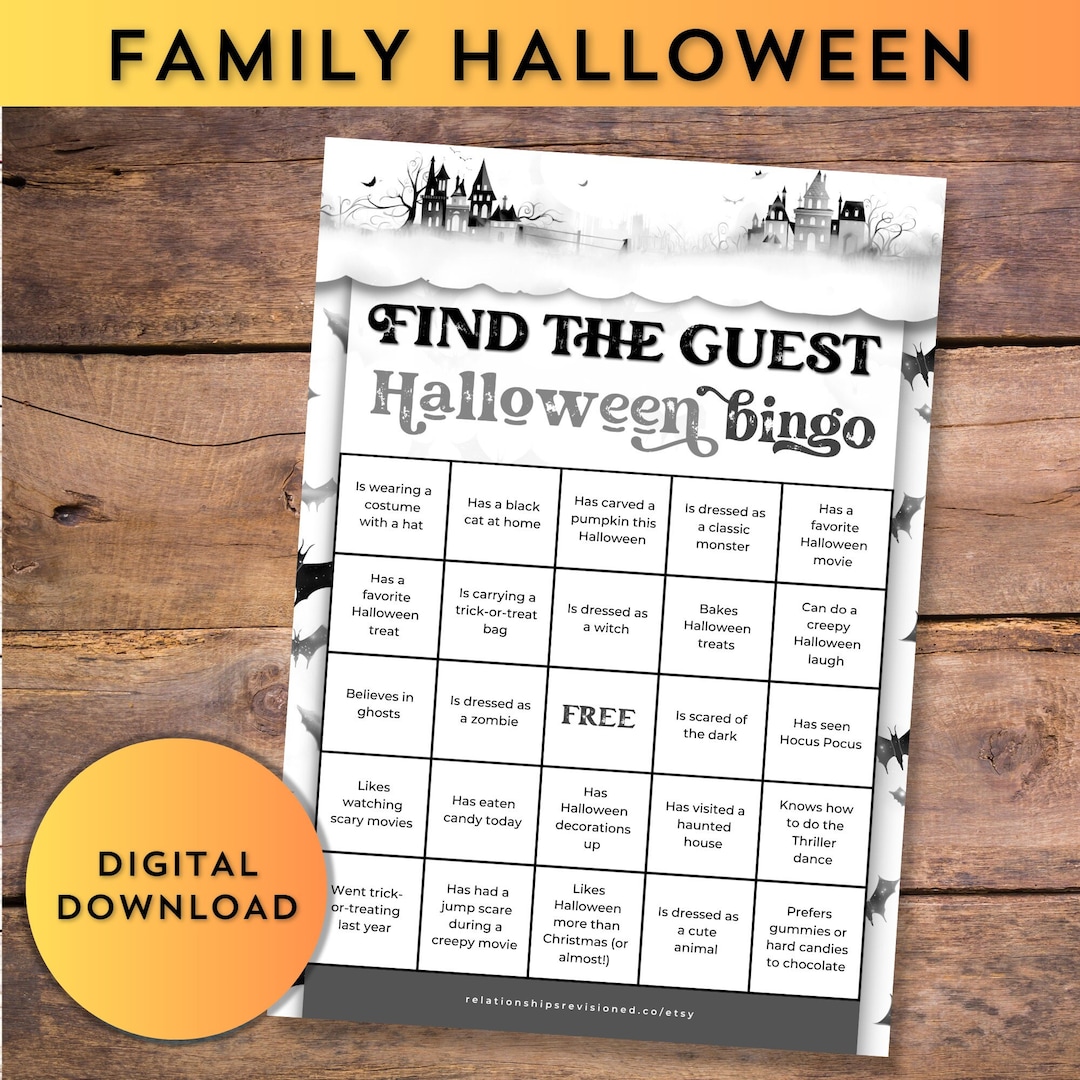 Halloween Bingo, Human Bingo, Mix and Mingle Bingo, Find the Guest ...