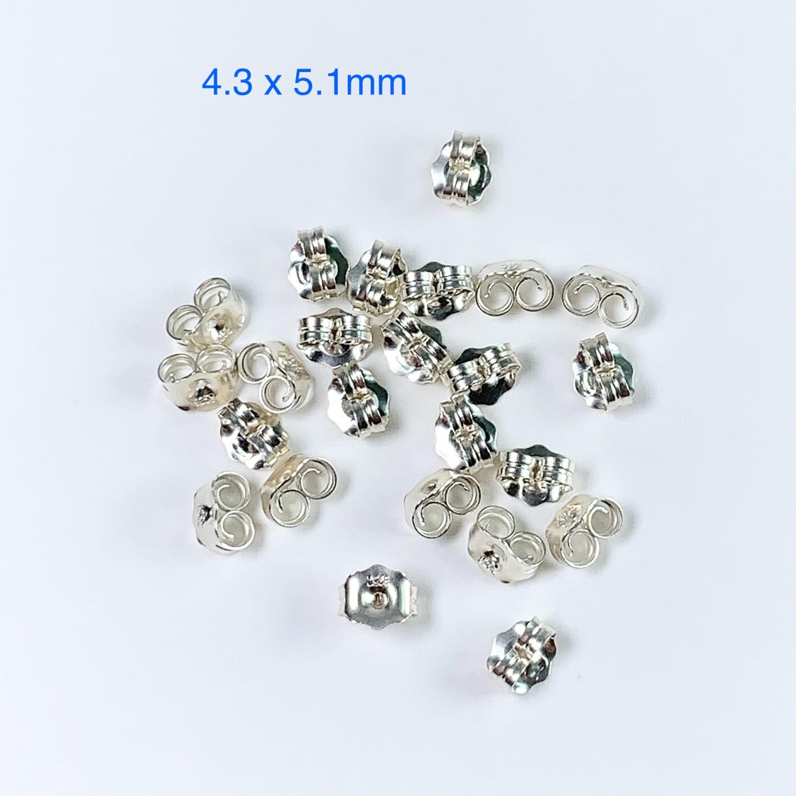 5 Pairs, 925 Sterling Silver Ear Nuts, 4.3x5.1mm / 5.0x5.8mm Extra ...