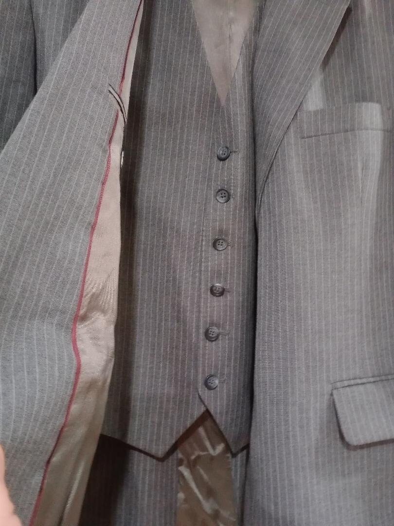 Vintage Stafford Pinstripe Suit Jacket & Vest, Stafford Gray 38 R Suit ...