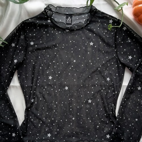 Mesh Constellation Top See Through Stars Black Magic Goth - Etsy